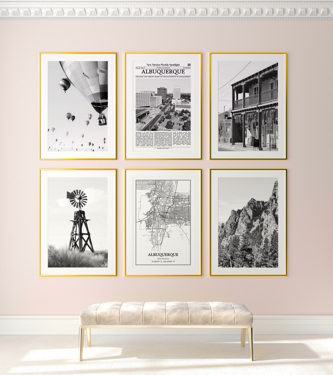 Albuquerque City Prints Set of 6, Albuquerque Black and White Prints ...