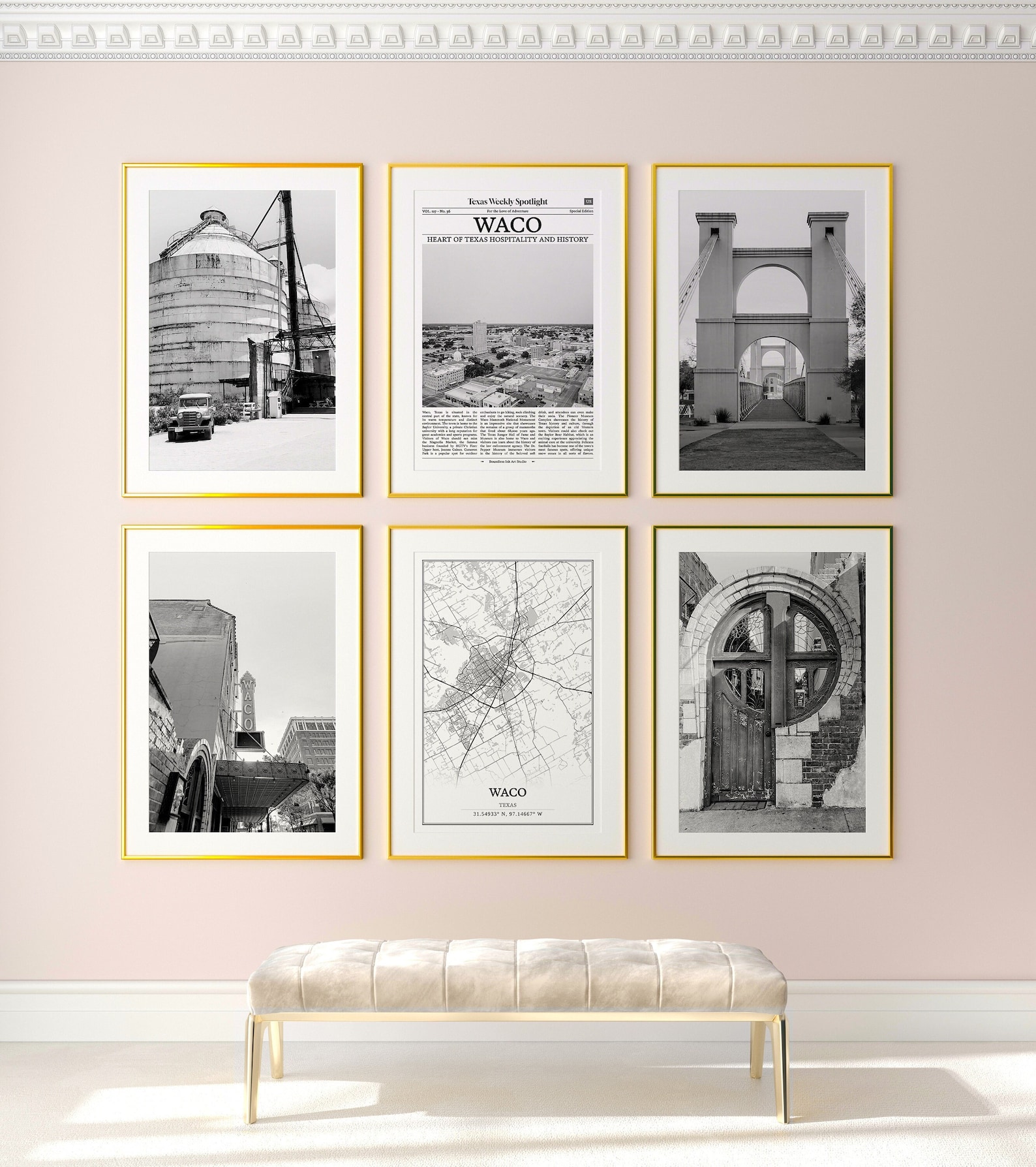 Waco City Prints Set of 6, Waco Black and White Prints, Waco Photo ...