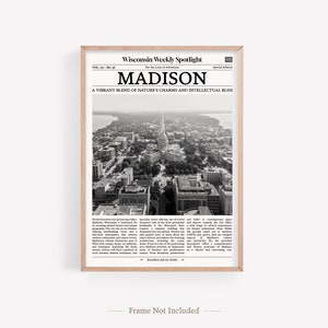 Madison City Prints Set of 6, Madison Black and White Prints, Madison ...