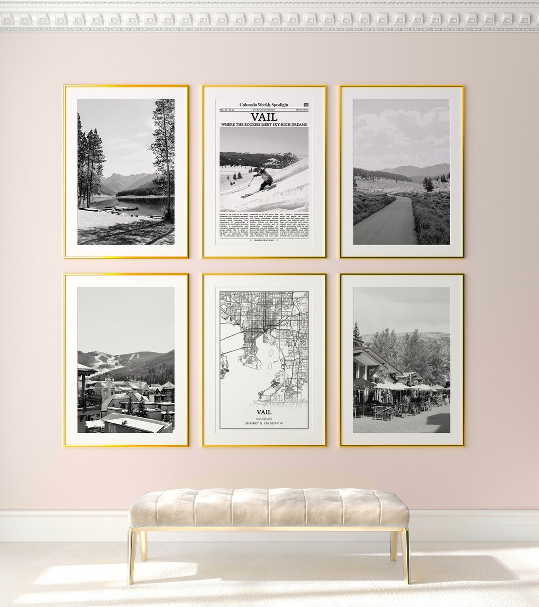 Vail City Prints Set of 6, Vail Black and White Prints, Vail Photo ...