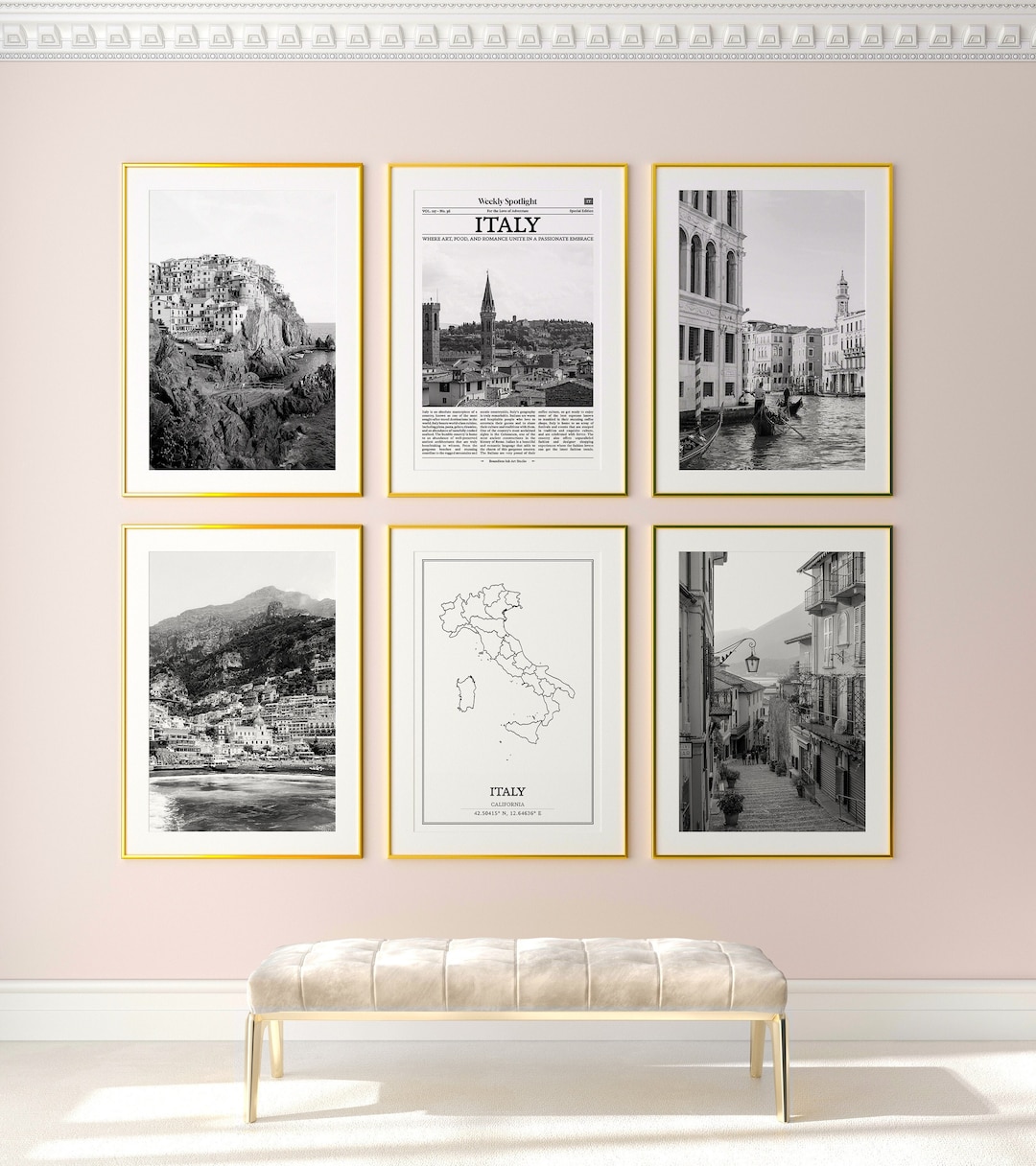 Italy Prints Set of 6, Italy Black and White Prints, Italy Photo Poster ...