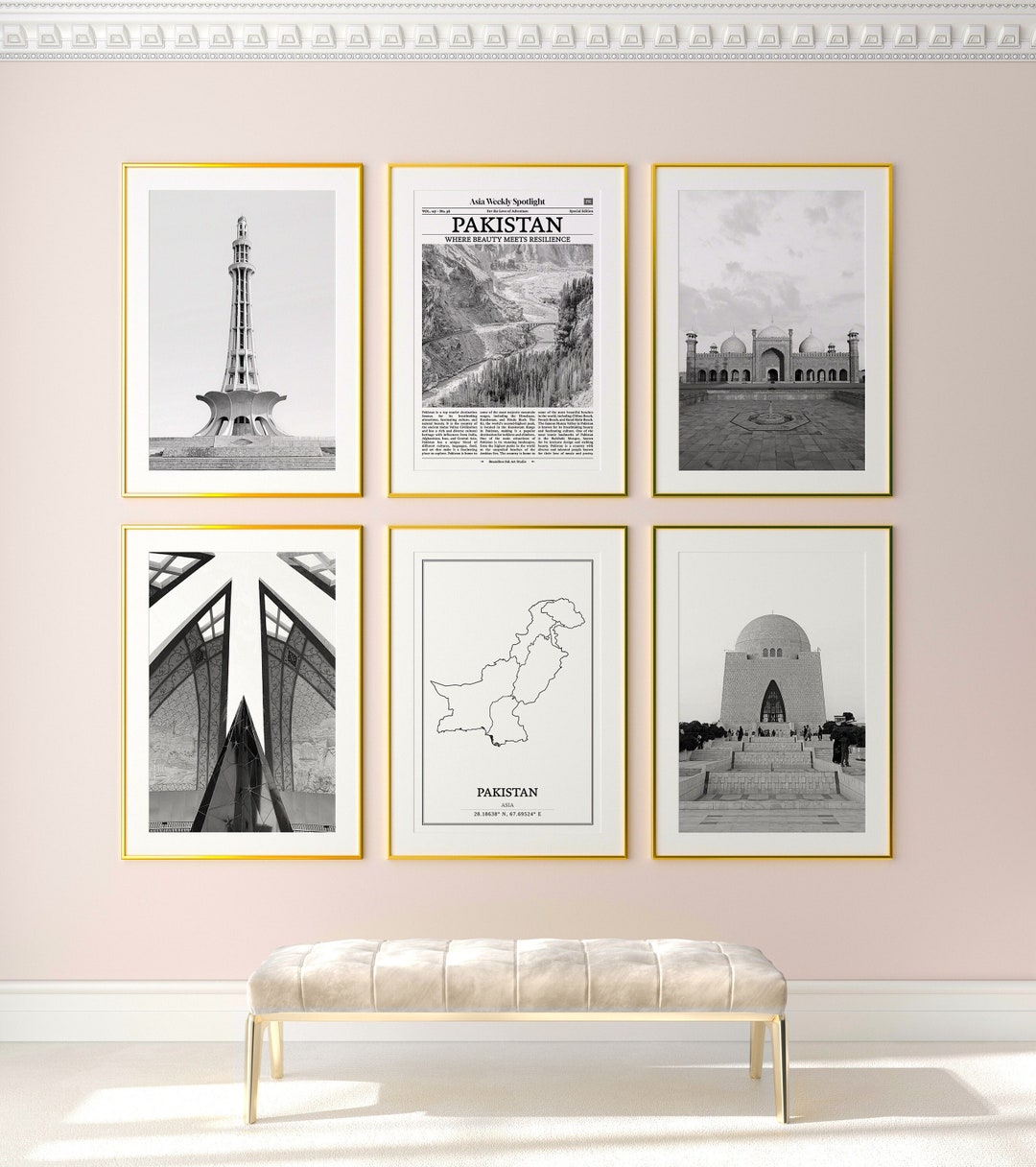 Pakistan Prints Set of 6, Pakistan Black and White Prints, Pakistan ...