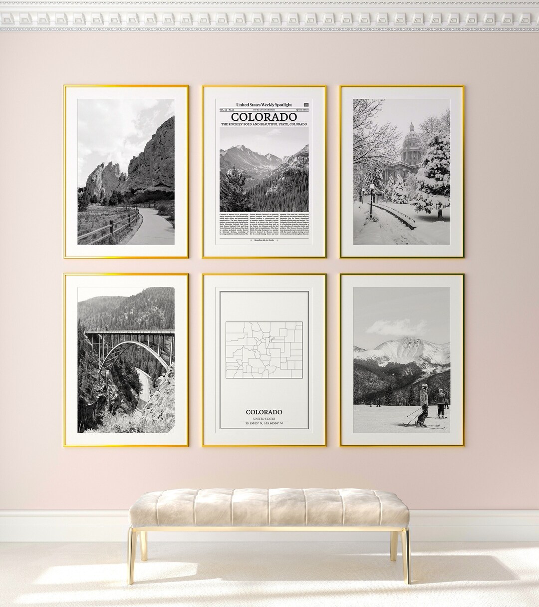 Colorado State Prints Set of 6, Colorado Black and White Prints ...