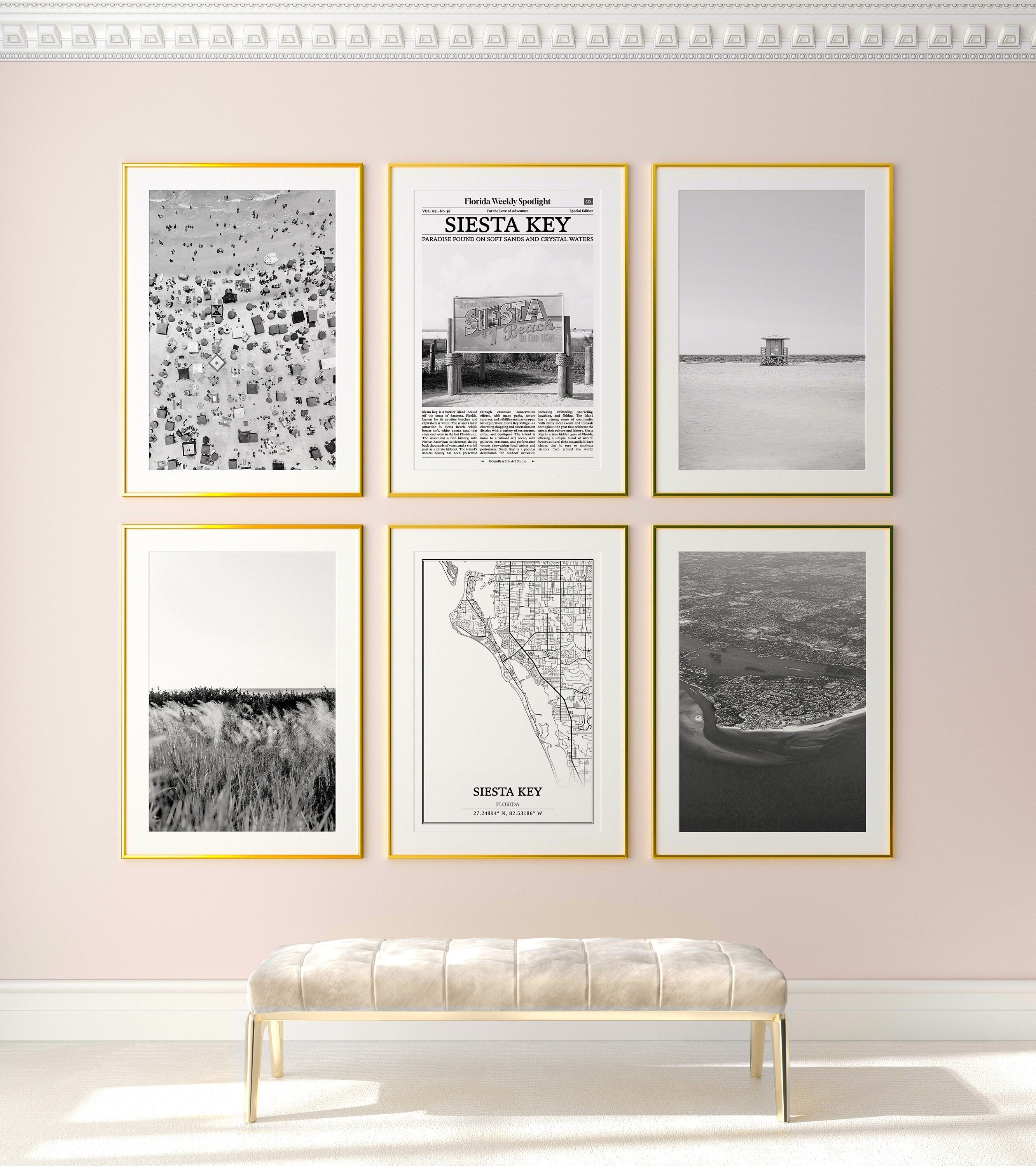 Siesta Key City Prints Set of 6 Siesta Key Black and White - Etsy