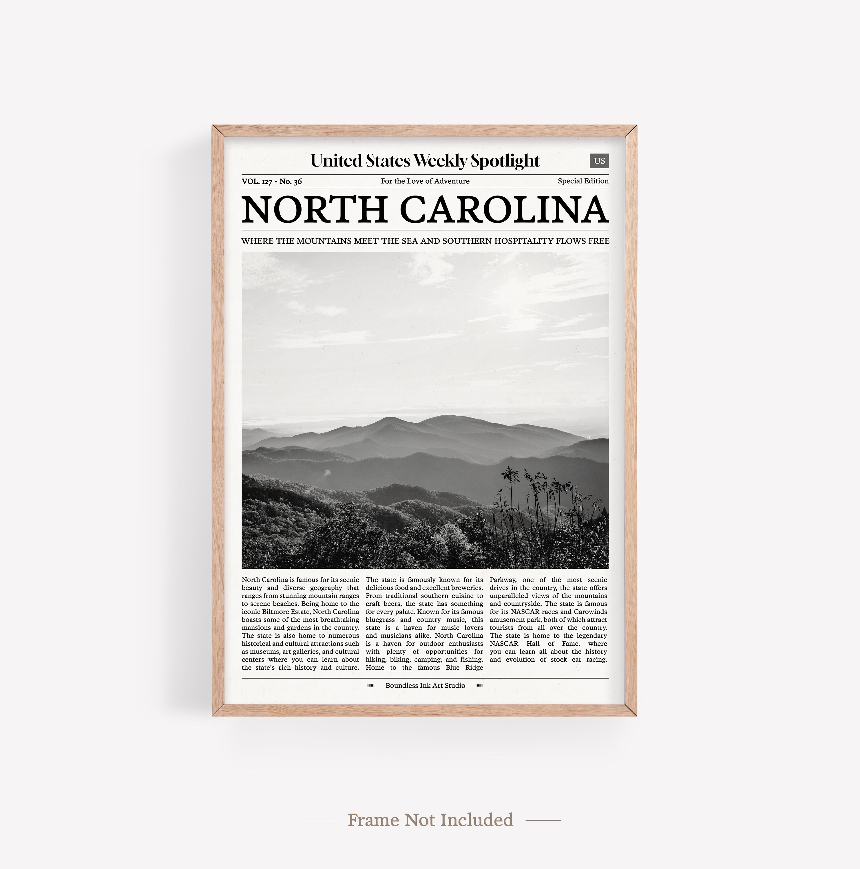 North Carolina State Prints Set of 6 North Carolina Black and - Etsy