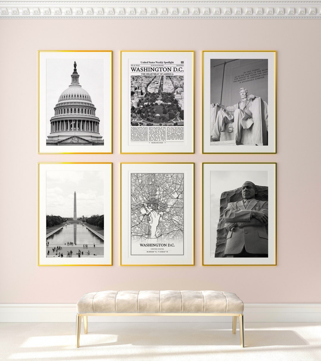 Washington D.C. City Prints Set of 6 Washington D.C. Black - Etsy