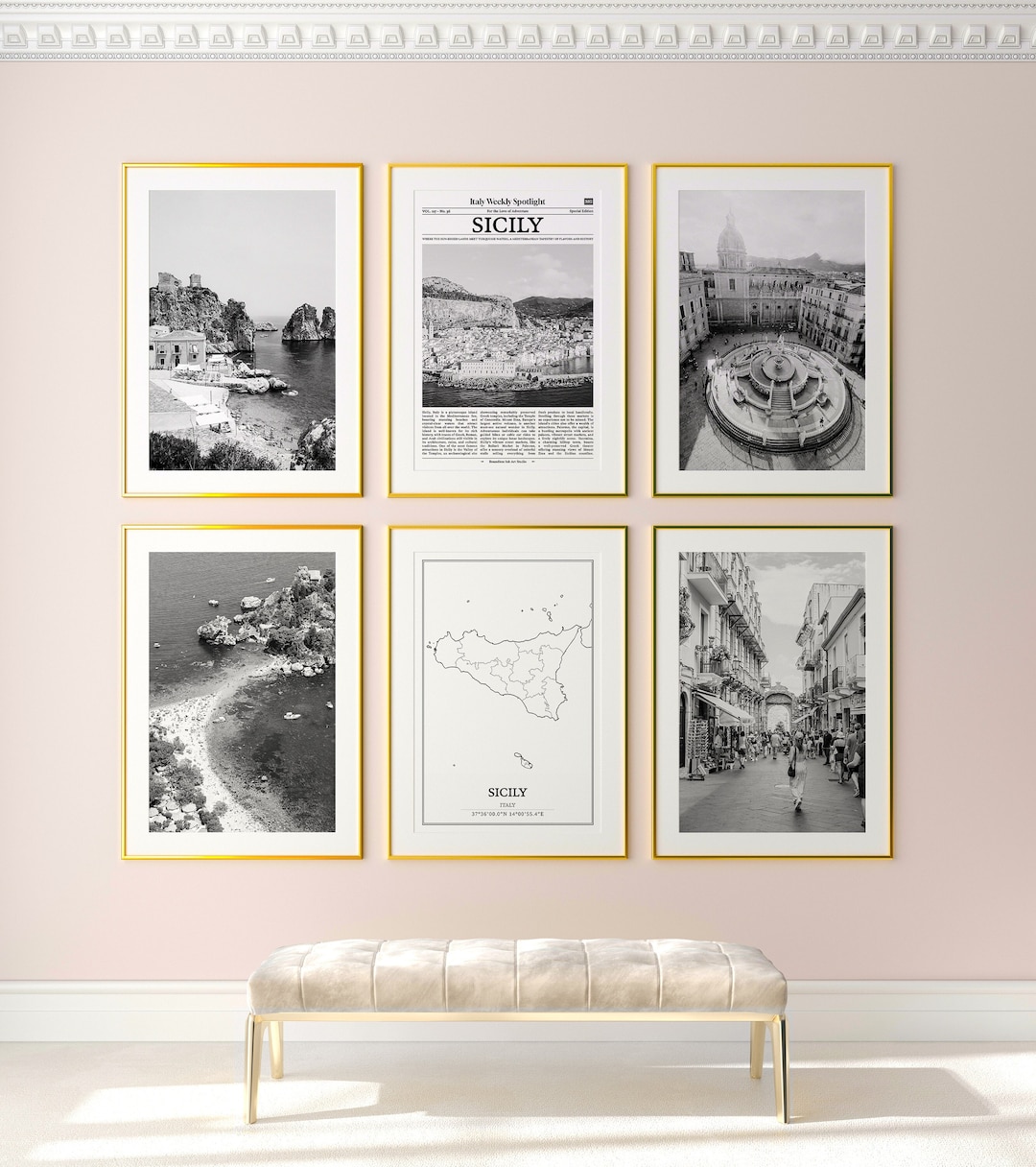 Sicily Prints Set of 6, Sicily Black and White Prints, Sicily Photo ...