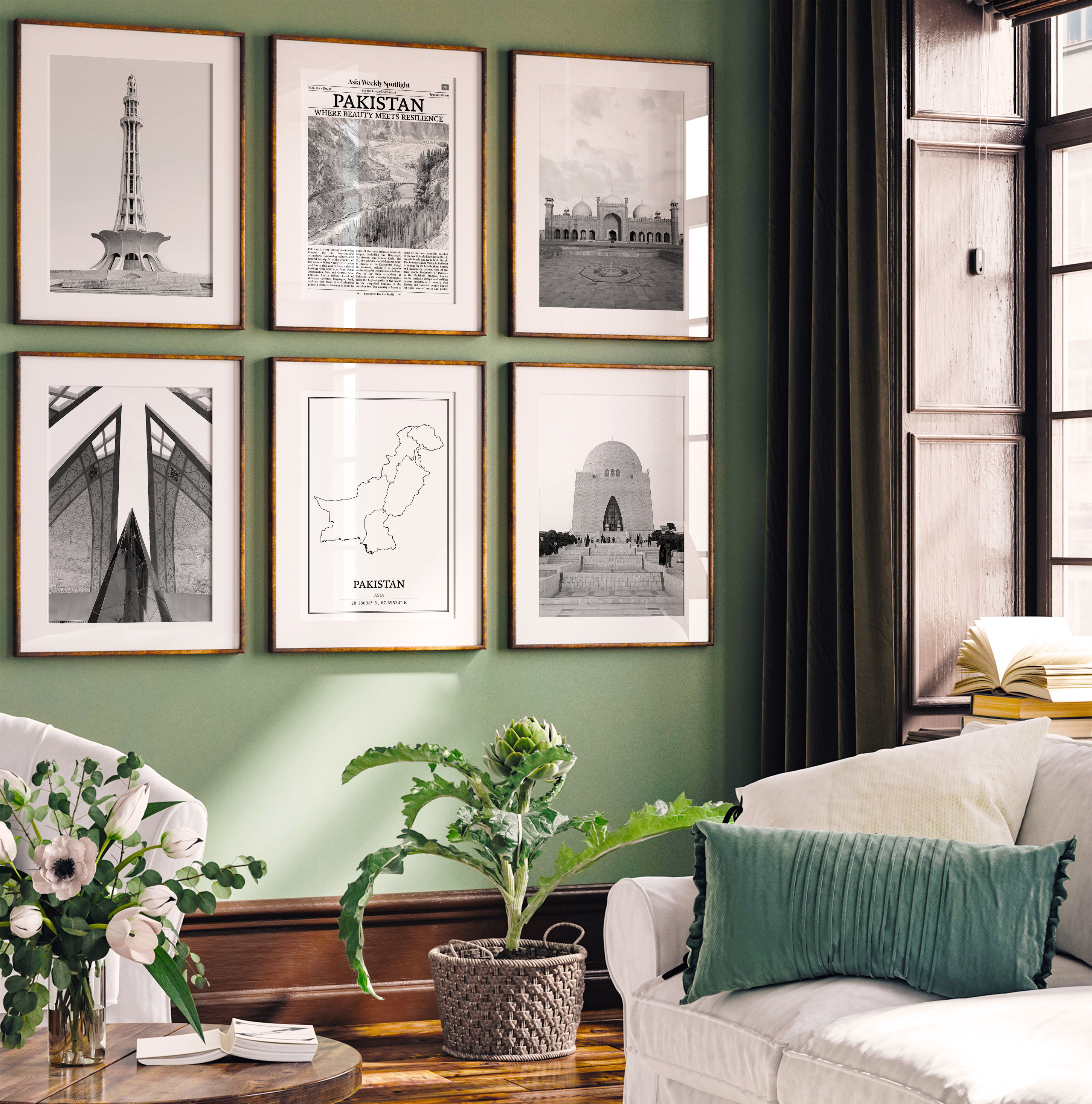 Pakistan Prints Set of 6 Pakistan Black and White Prints - Etsy