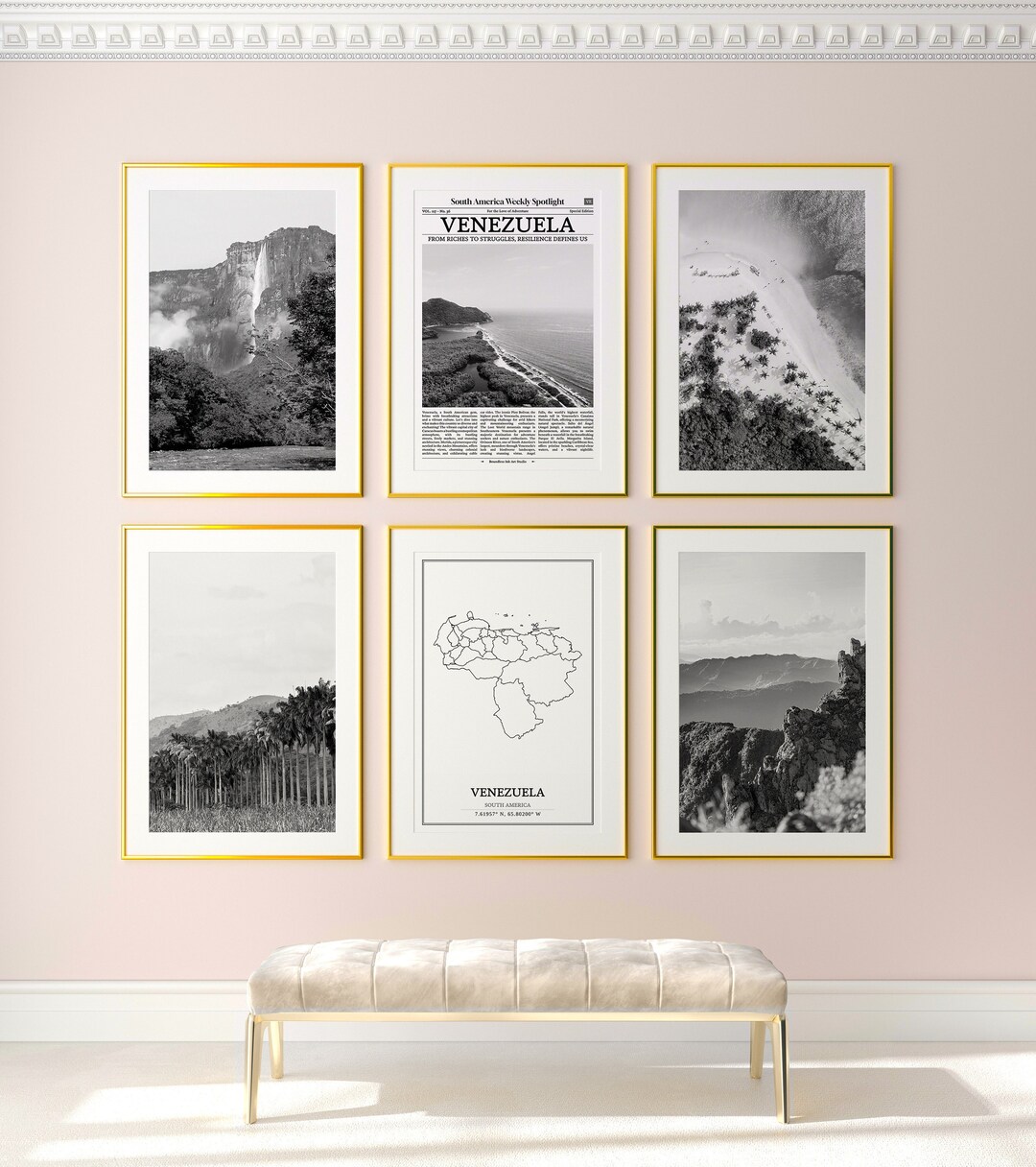 Venezuela Prints Set of 6, Venezuela Black and White Prints, Venezuela ...