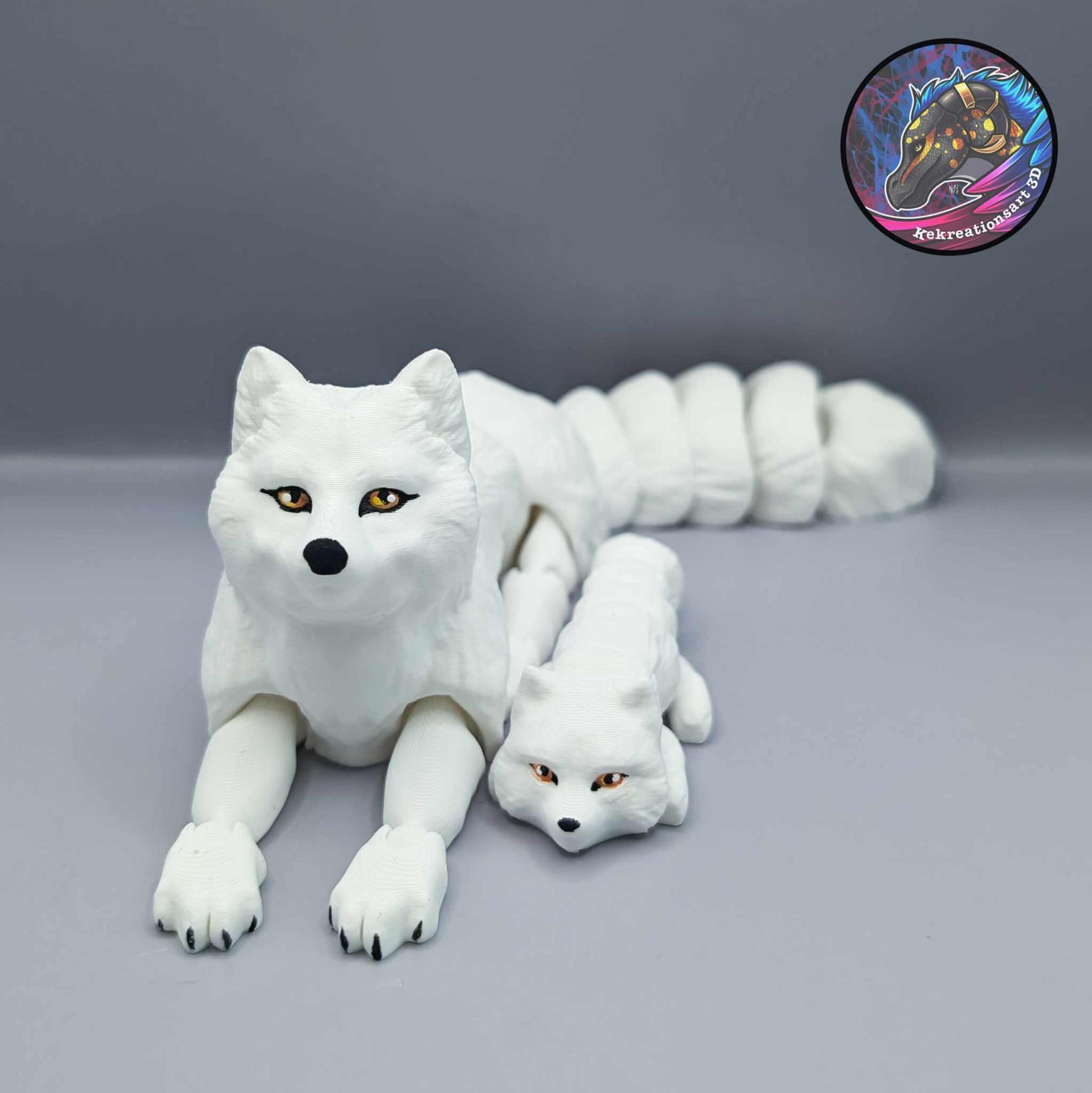 3D Printed Articulating Arctic Fox - Poseable Figurine - Custom Sizes ...
