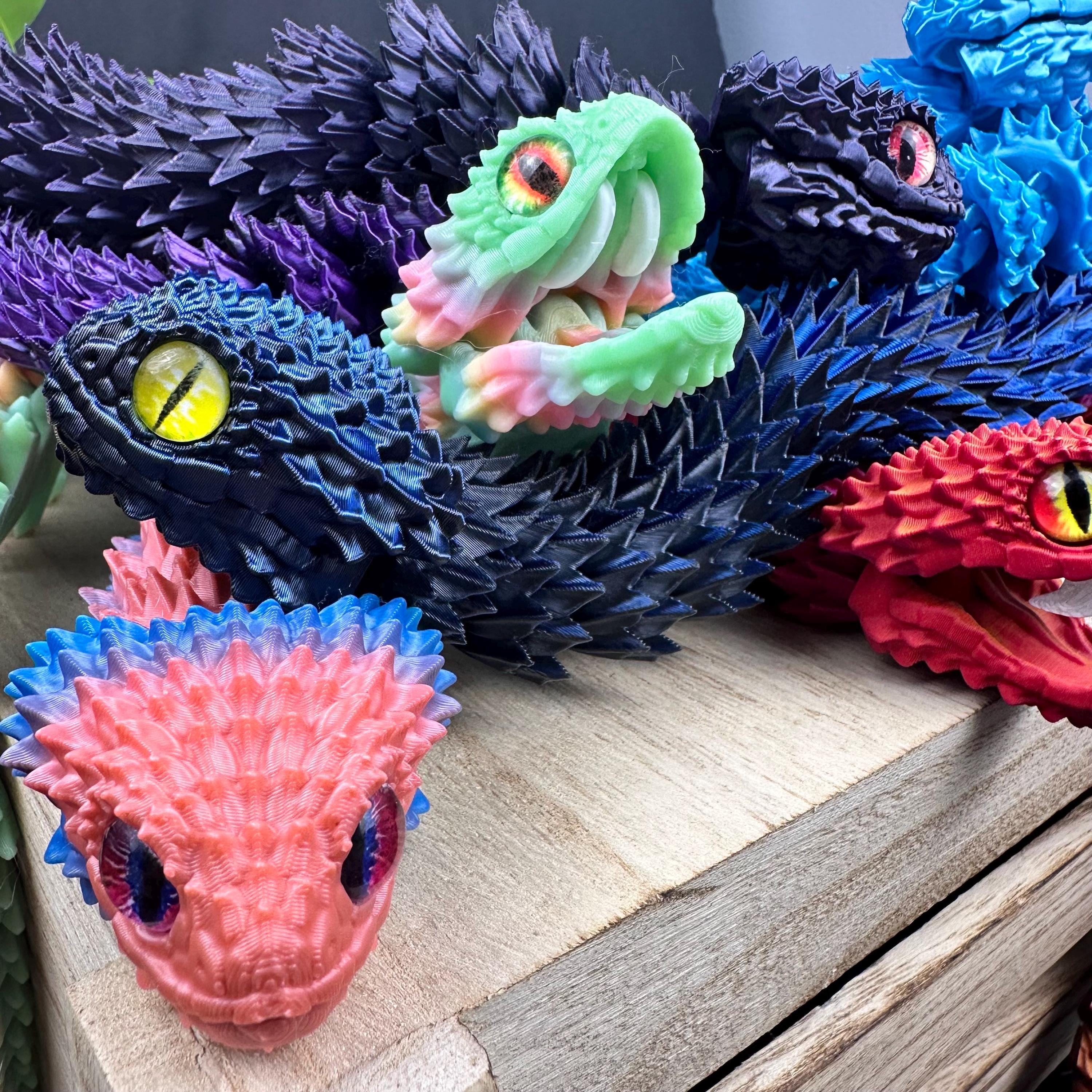 3D Printed Articulated Bush Viper - Retractable Fangs, Custom Colors ...