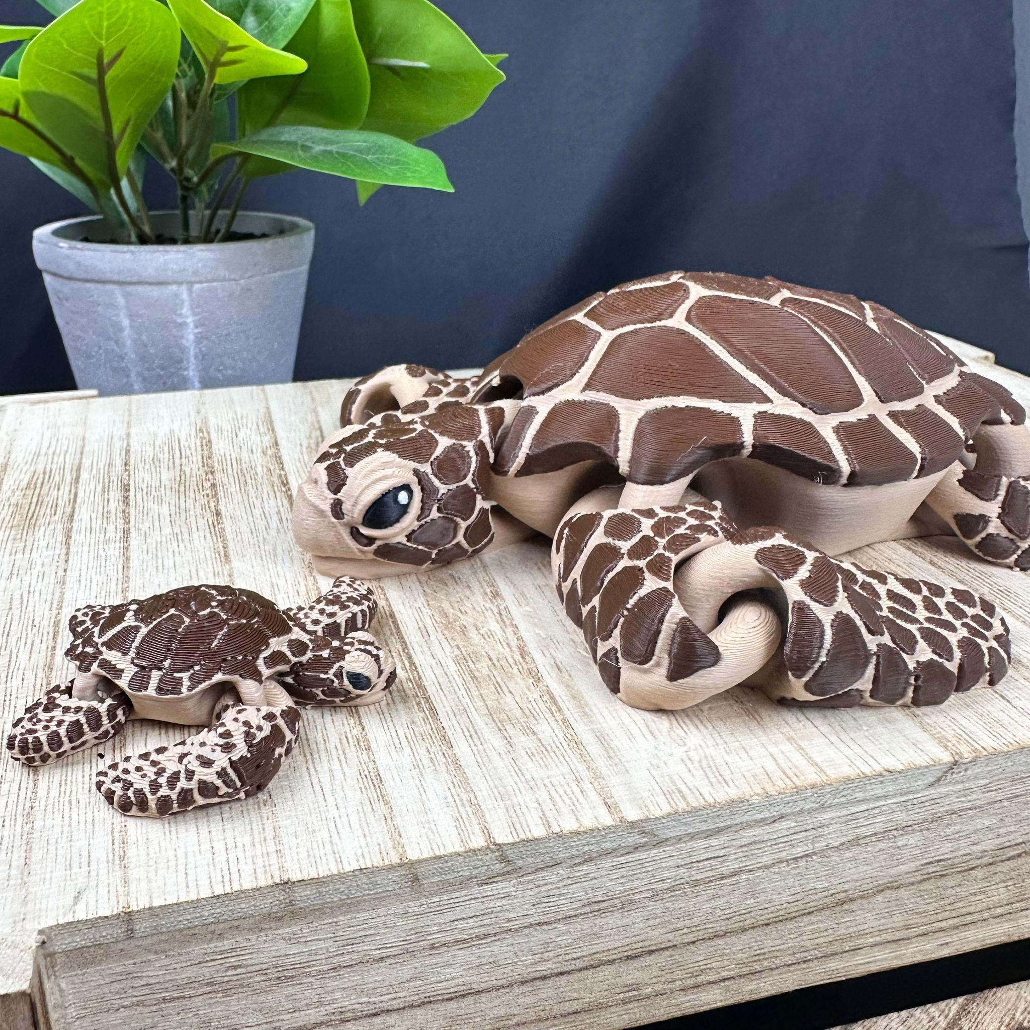 3D Printed Articulating Sea Turtle - Poseable Ocean Animal Model - Mini ...