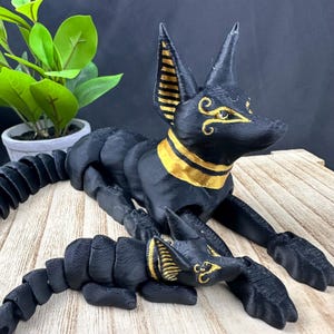 3D Printed Flexi Anubis Jackal - Articulating Fidget Figure - Desk Decor Gift - Etsy