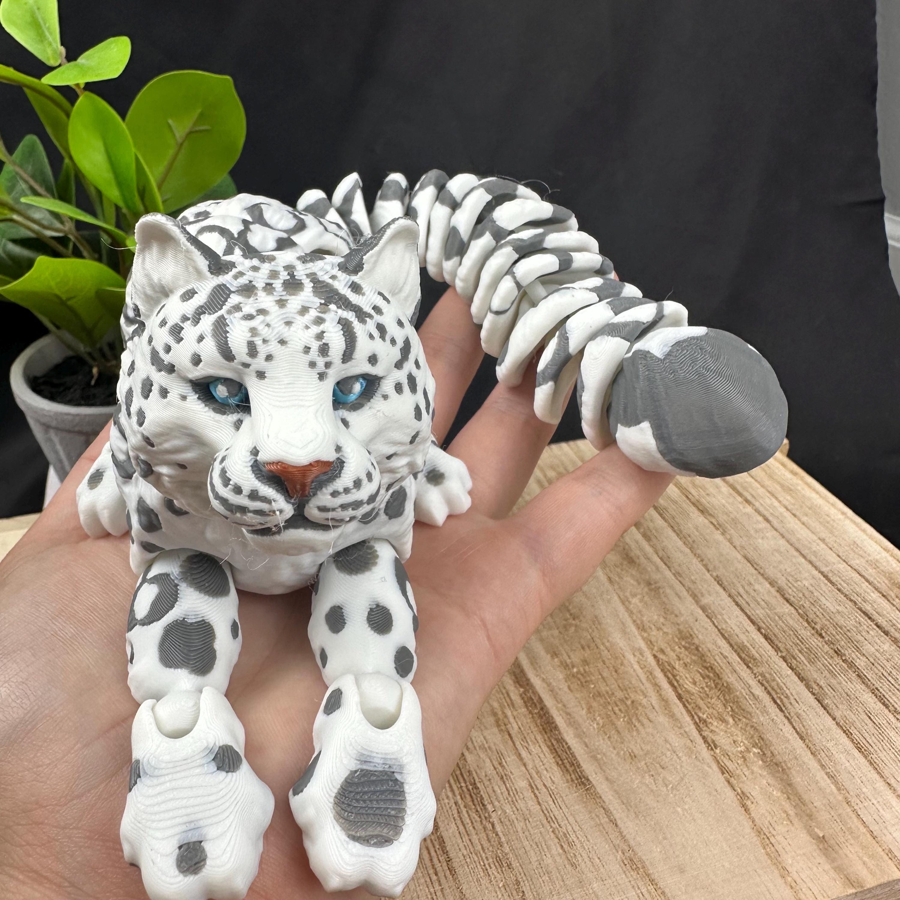 3D Printed Articulating Snow Leopards - Custom Sizing - Keychain Option ...