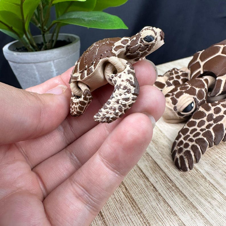 3D Printed Articulating Sea Turtle - Poseable Ocean Animal Model - Mini ...