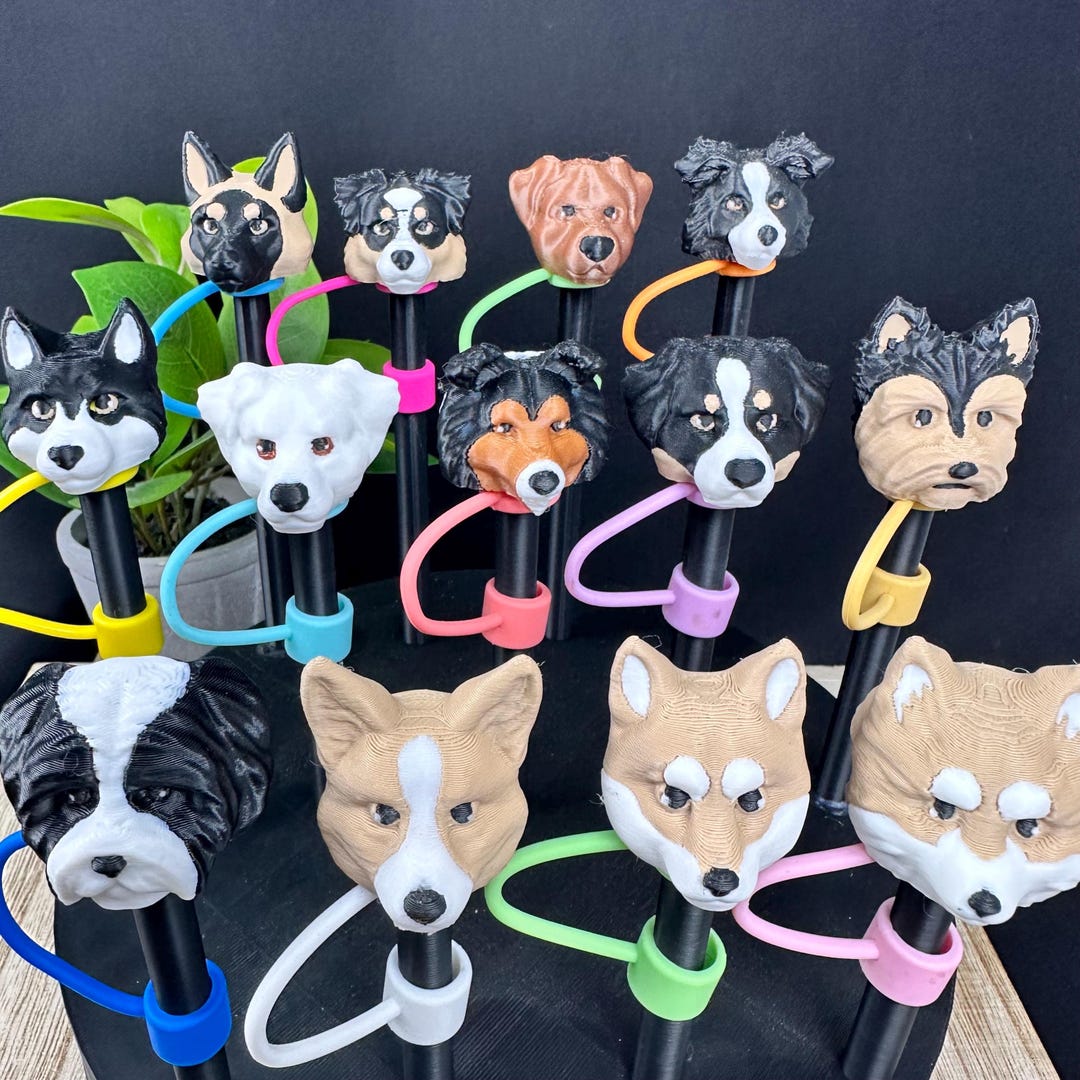 3D Printed Dog Breed Stanley Straw Topper: Unique Drinkware Accessory ...