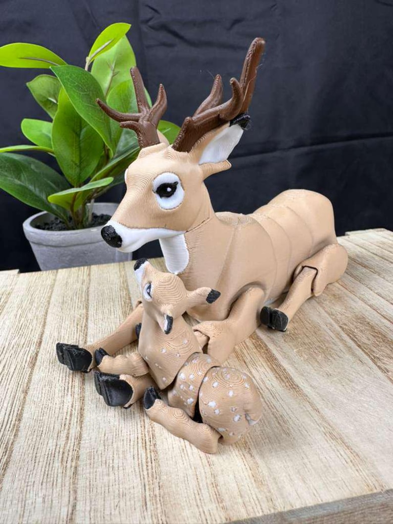 3D Printed Articulating Deer - Buck, Doe, Fawn - Deer Family Available ...