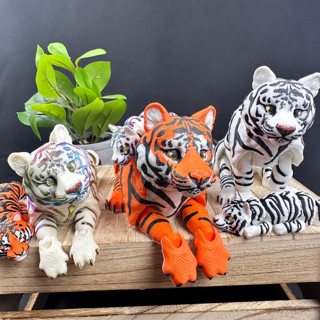 3D Printed Articulating Tigers - Custom Colors and Sizes - Keychain - Etsy