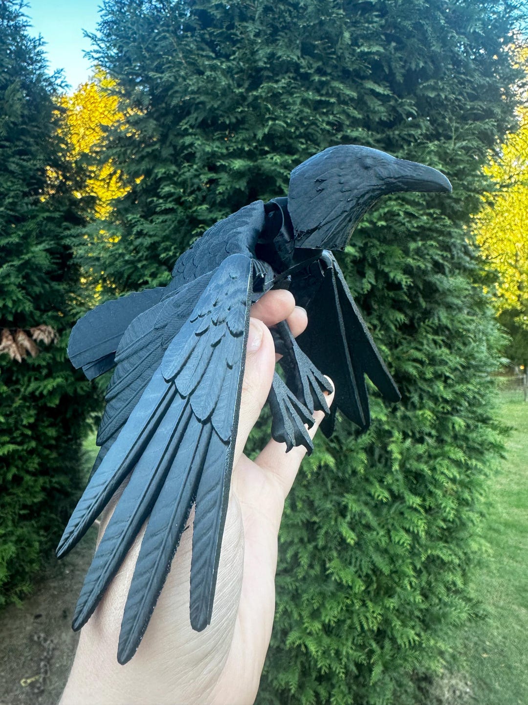 3D Printed Raven Decor: Articulating Wings, Gothic Gift - Etsy