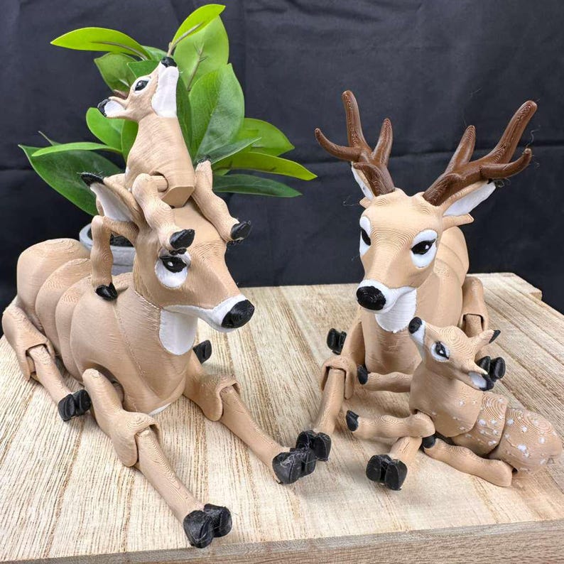 3D Printed Articulating Deer - Buck, Doe, Fawn - Deer Family Available ...