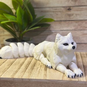 3D Printed Articulating Arctic Fox - Poseable Figurine - Custom Sizes ...