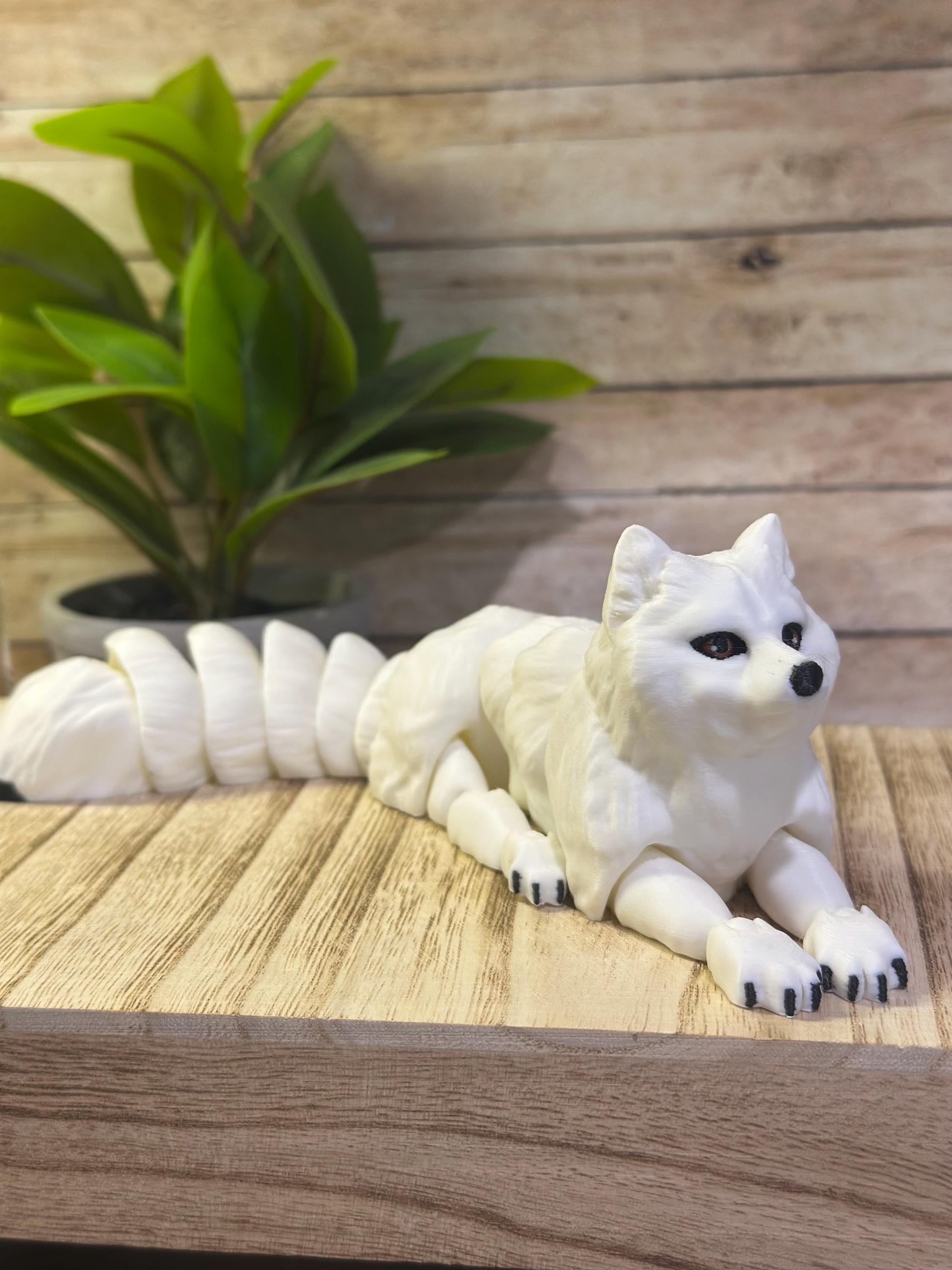 3D Printed Articulating Arctic Fox - Poseable Figurine - Custom Sizes ...