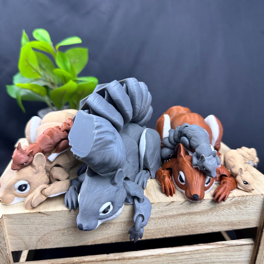 3D Printed Articulating Squirrel - Poseable Wildlife Model (10.5 ...