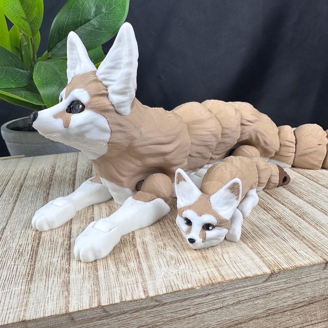 3D Printed Articulating Fennec Fox: Keychain Option, Flexi Fox Gift - Etsy