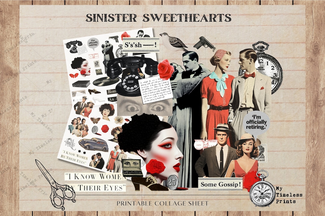 Sinister Sweethearts, Vintage Couples Digital Collage Sheet ...