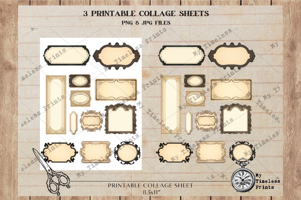 Vintage Blank Labels, Printable Labels Add Text Organizing Scrapbooking ...