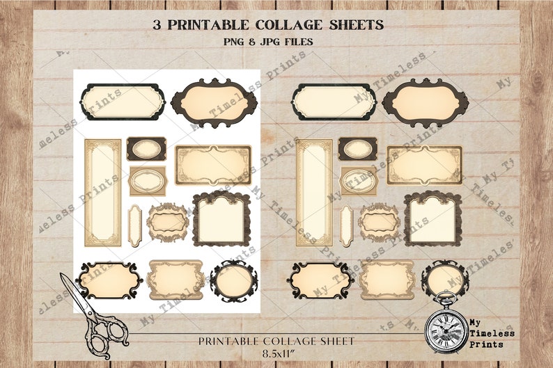 Vintage Blank Labels, Printable Labels Add Text Organizing Scrapbooking ...