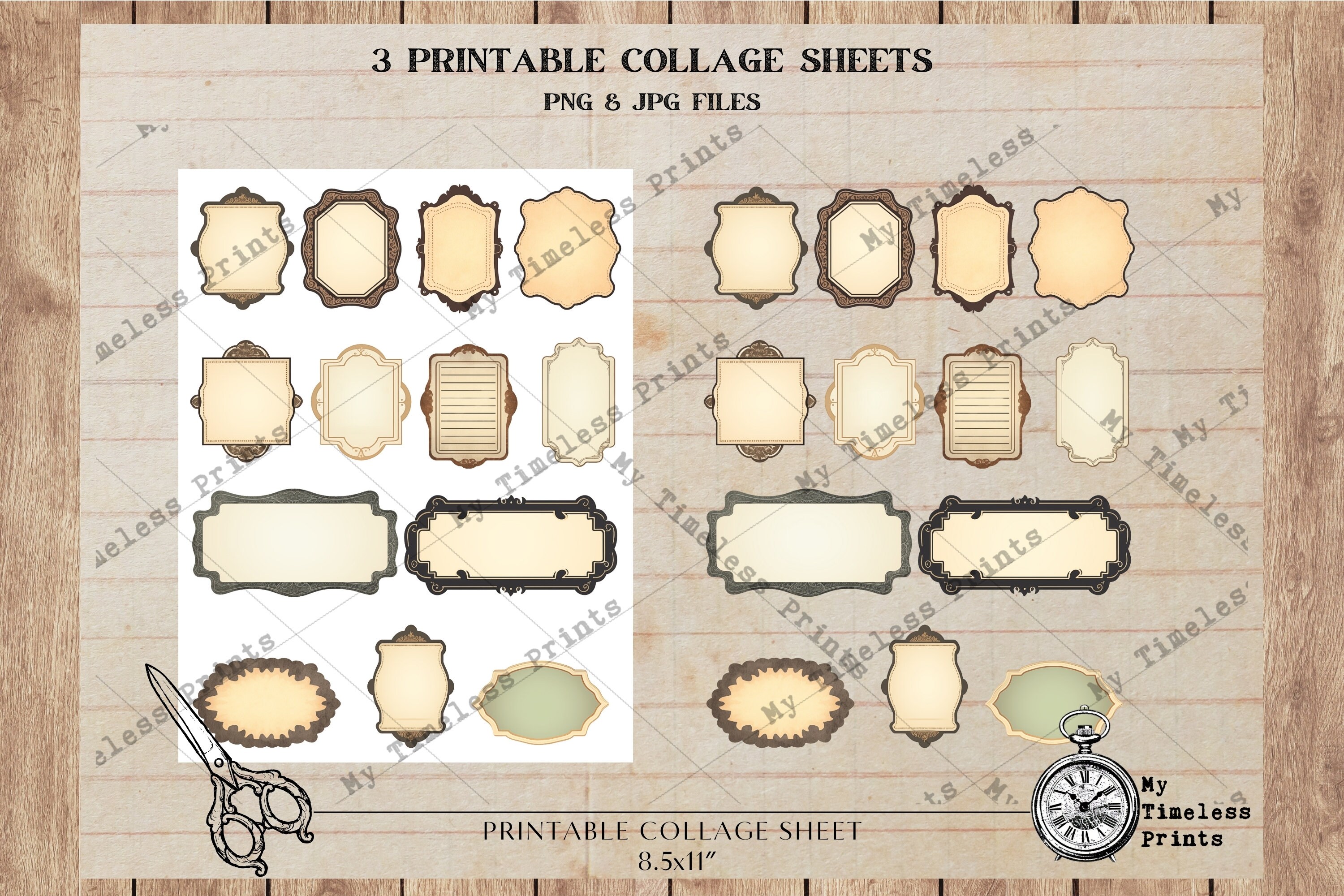 Vintage Blank Labels, Printable Labels Add Text Organizing Scrapbooking ...