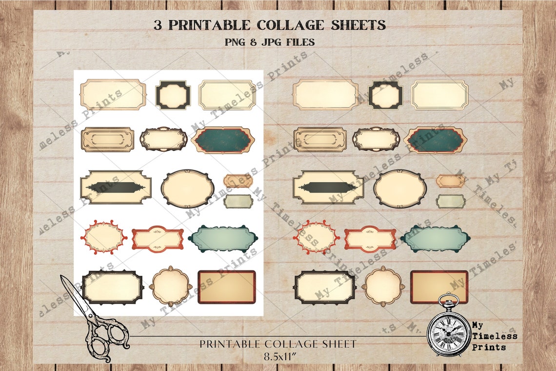 Vintage Blank Labels, Printable Labels Add Text Organizing Scrapbooking ...