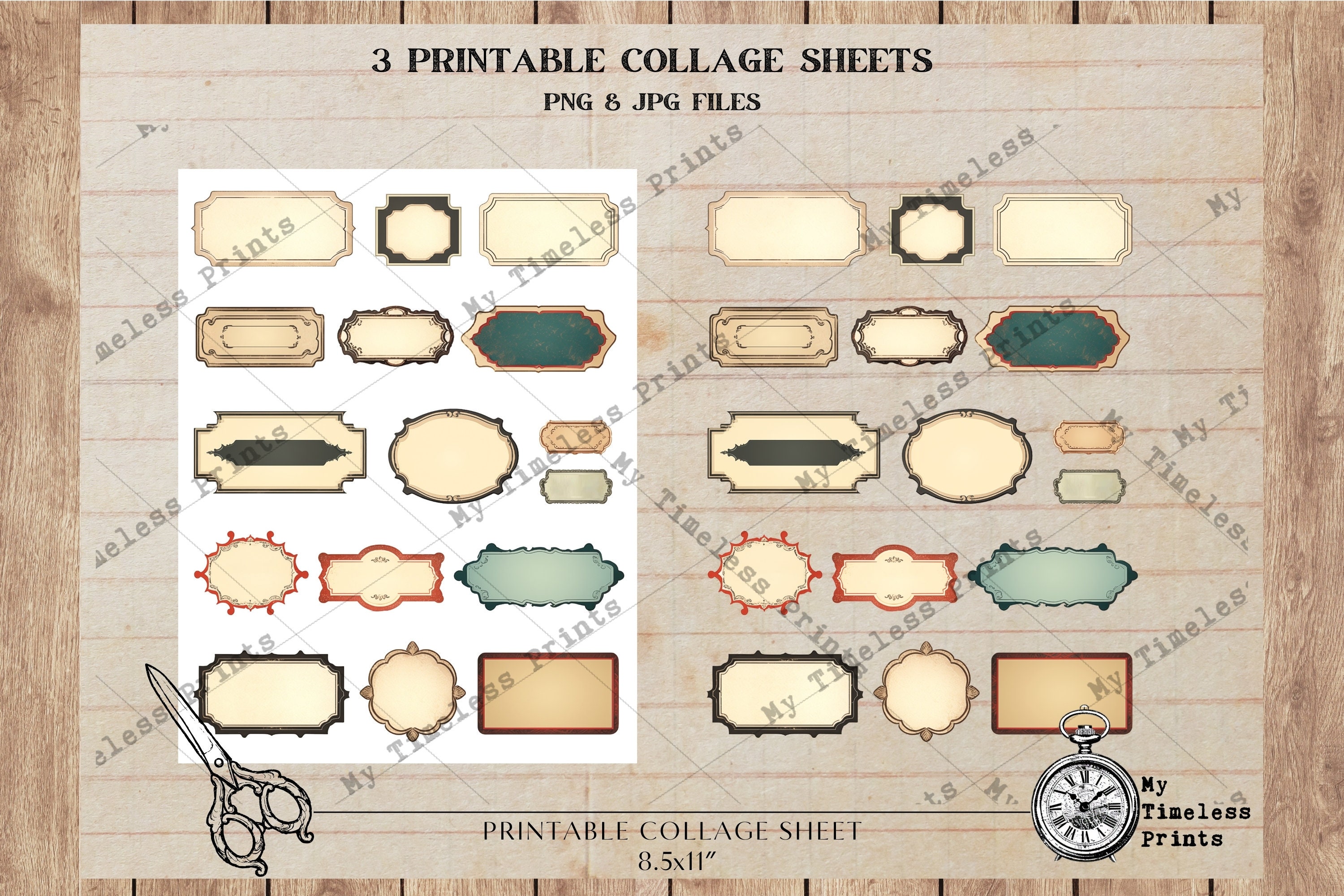 Vintage Blank Labels, Printable Labels Add Text Organizing Scrapbooking ...