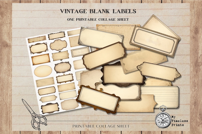 Vintage Blank Labels, Ephemera, Paper Crafting Scrapbooking Craft ...