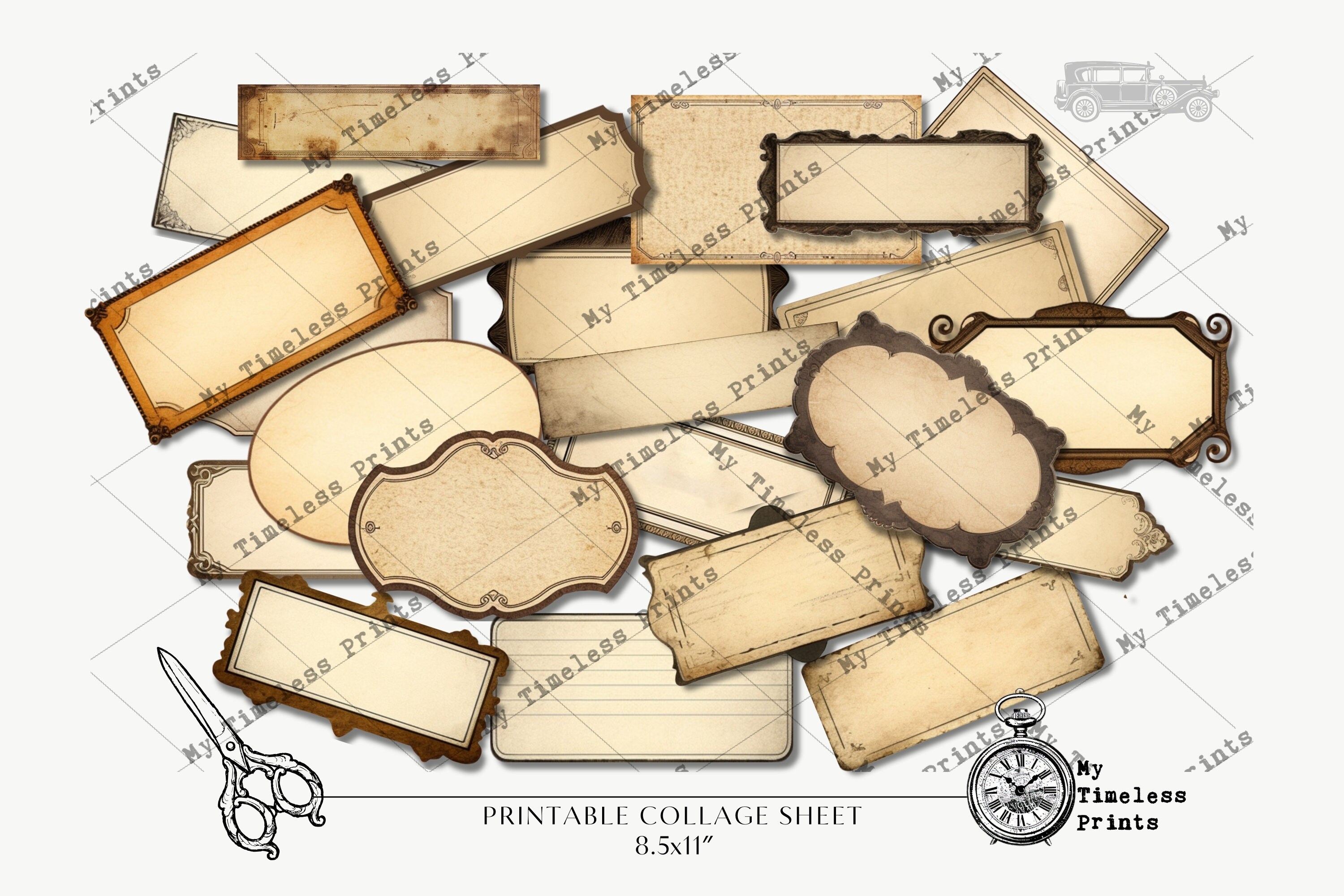 Vintage Blank Labels, Ephemera, Paper Crafting Scrapbooking Craft ...