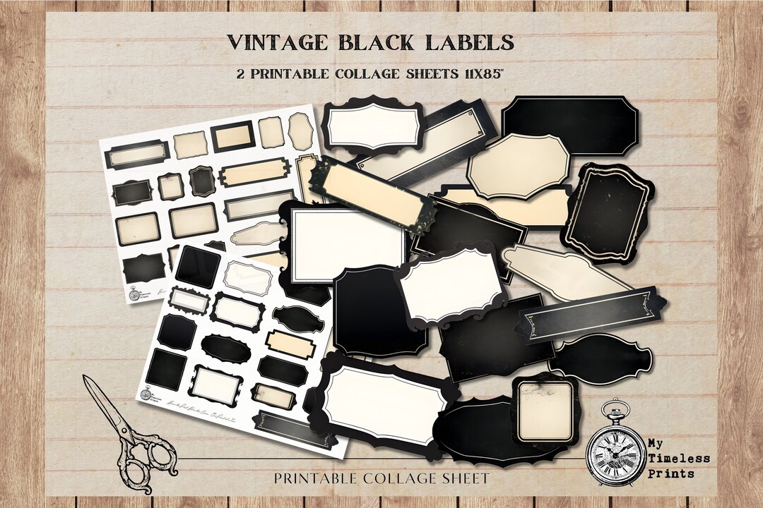 Vintage Black Labels, Ephemera, Paper Crafting Scrapbooking Craft ...