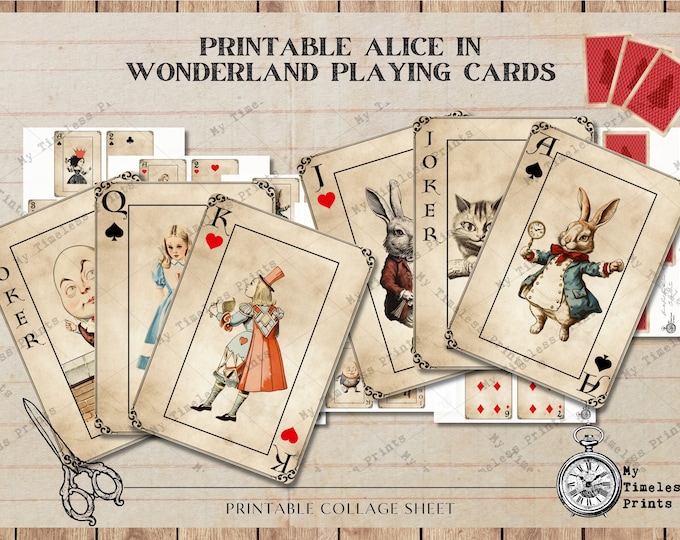 Large Alice in Wonderland Playing Cards, Alice in Wonderland Decor ...