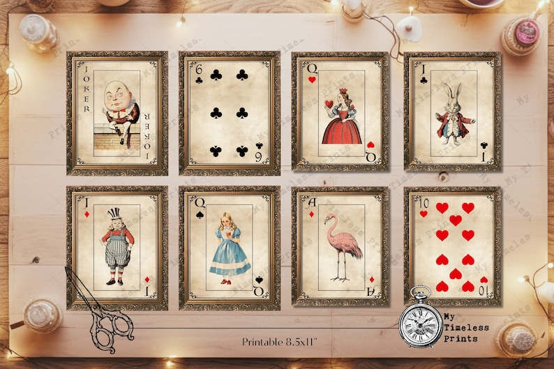 Printable Alice in Wonderland Playing Cards, Full Deck Paper Crafting ...