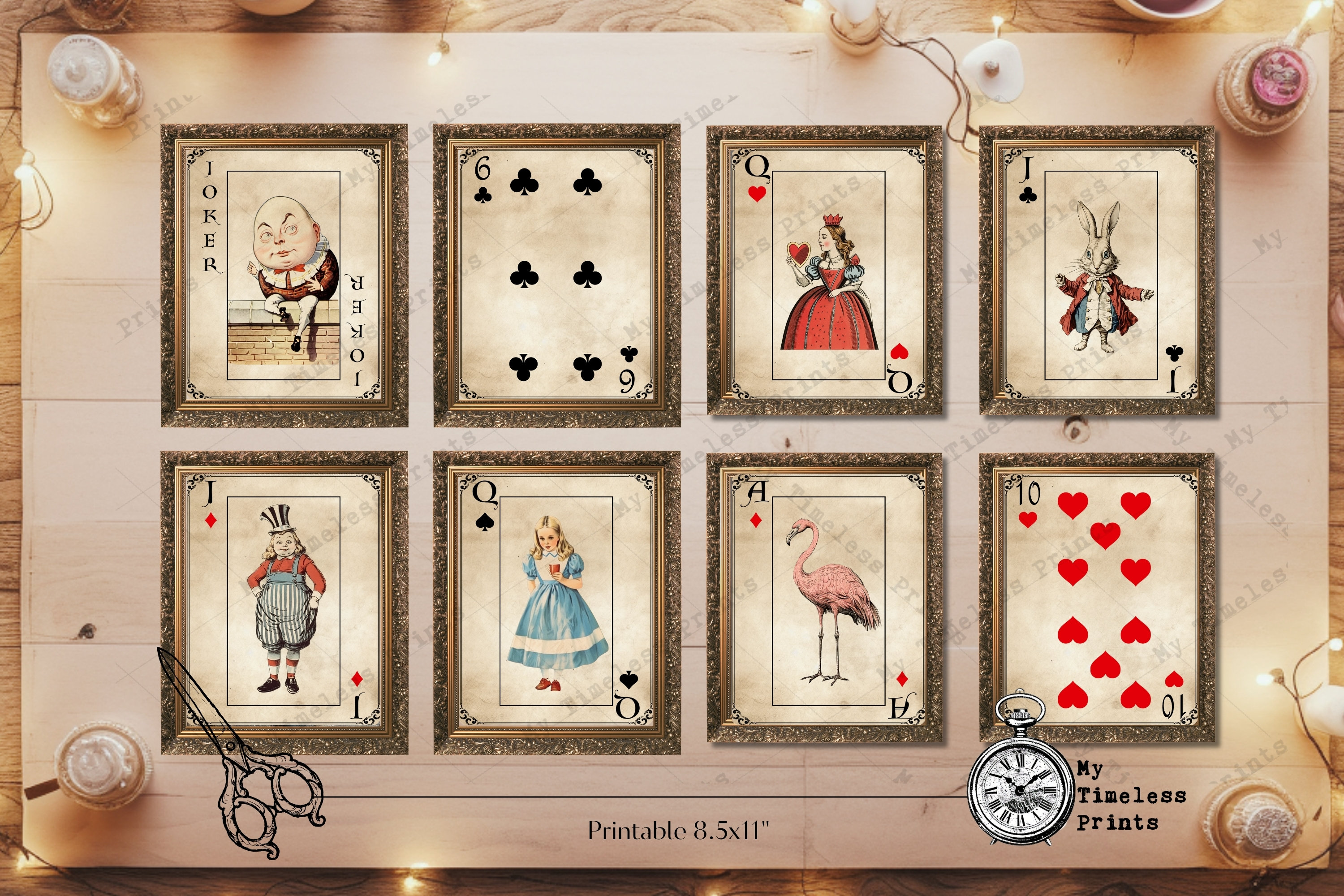 Printable Alice in Wonderland Playing Cards, Full Deck Paper Crafting ...