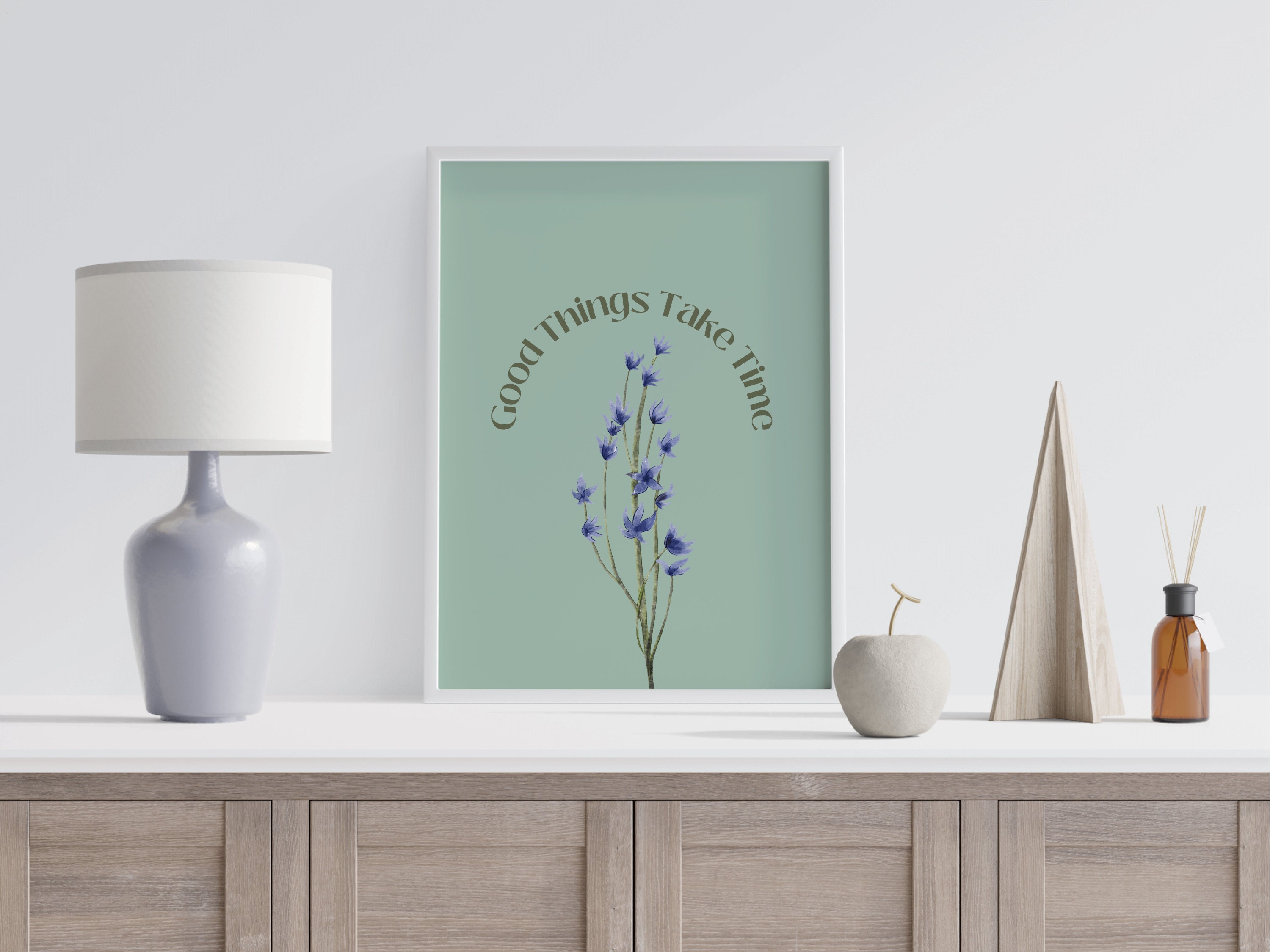 Good Things Take Time Poster, Yellow Flower Poster, Blue Flower Poster ...