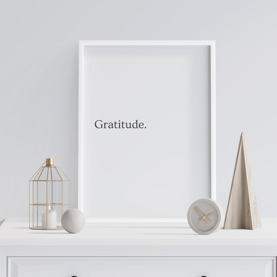 Gratitude Poster, Digital Wall Art, Home Decor, Monochrome Art ...