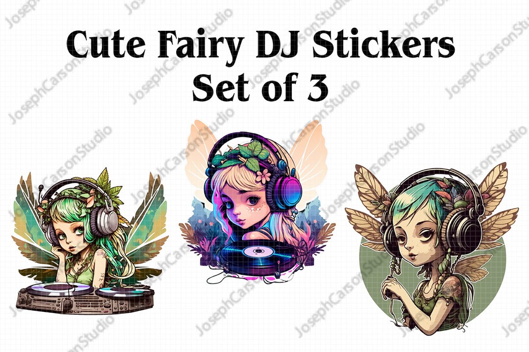 Cute Fairy DJ Sticker Designs Png Little Fairy Girl Cute - Etsy