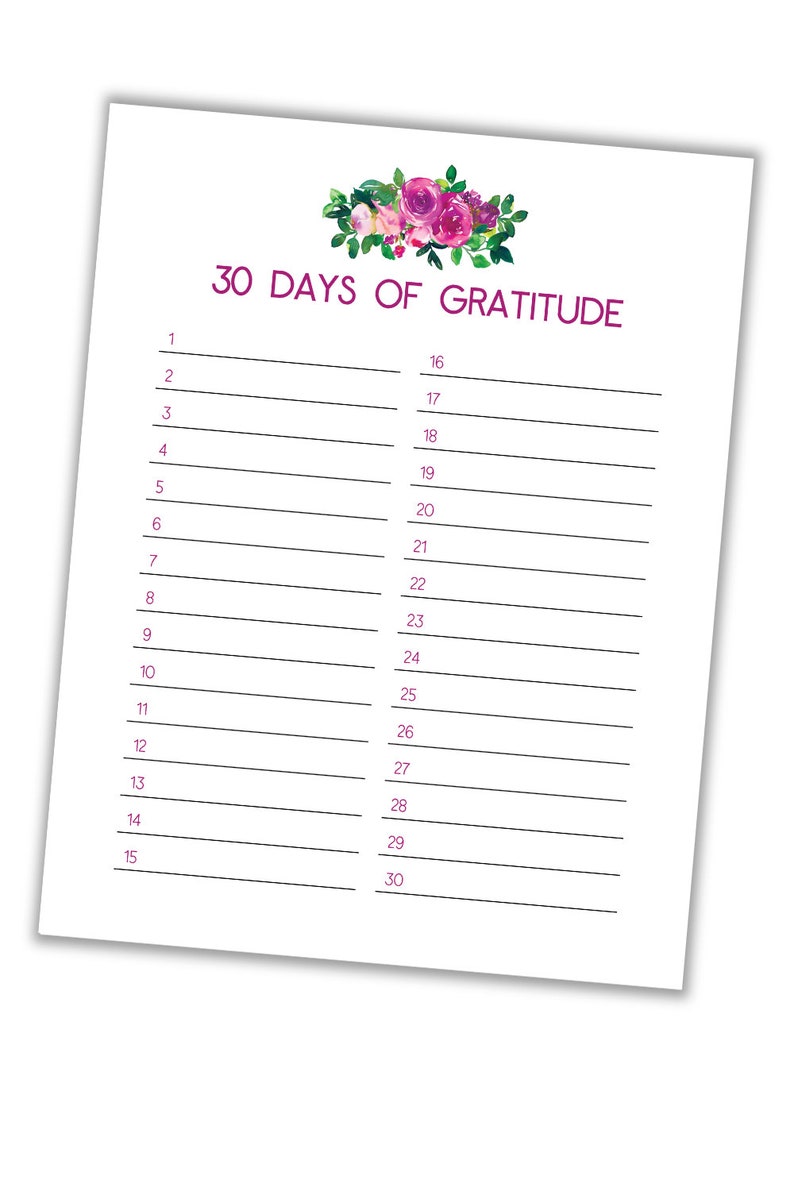 30 Days of Gratitude Printable List - Etsy