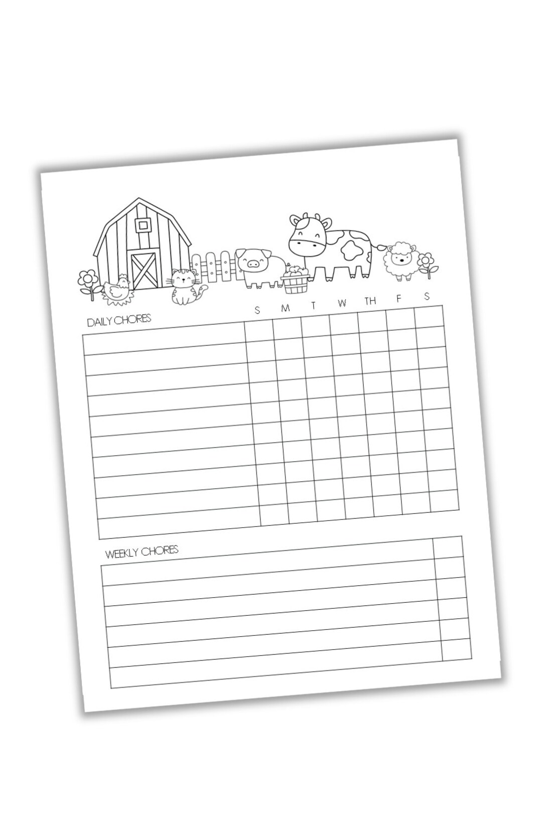 Barnyard Animal Coloring Chore Chart for Kids - Etsy