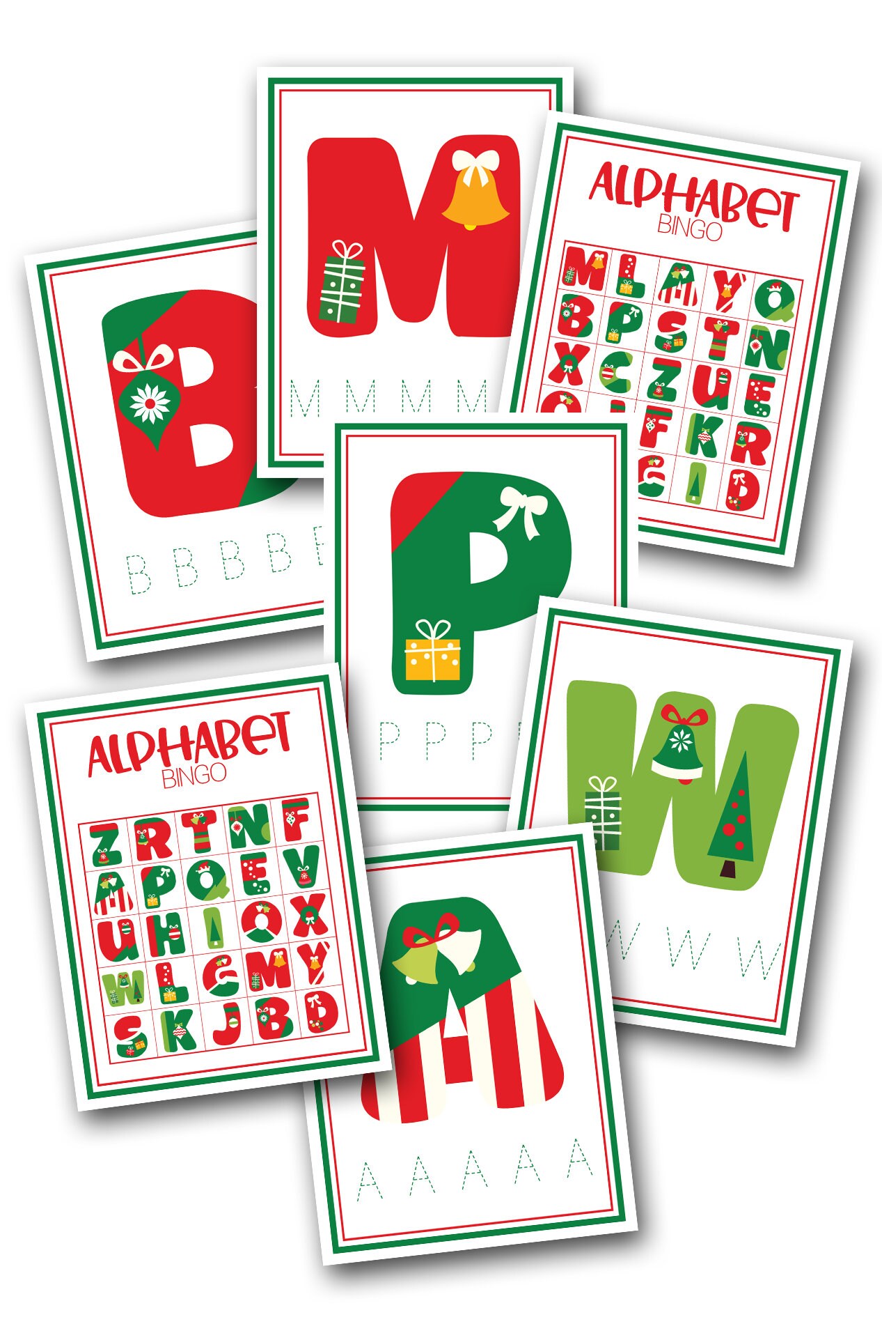 Christmas Alphabet Bingo and Tracing Pages Activity Set - Etsy