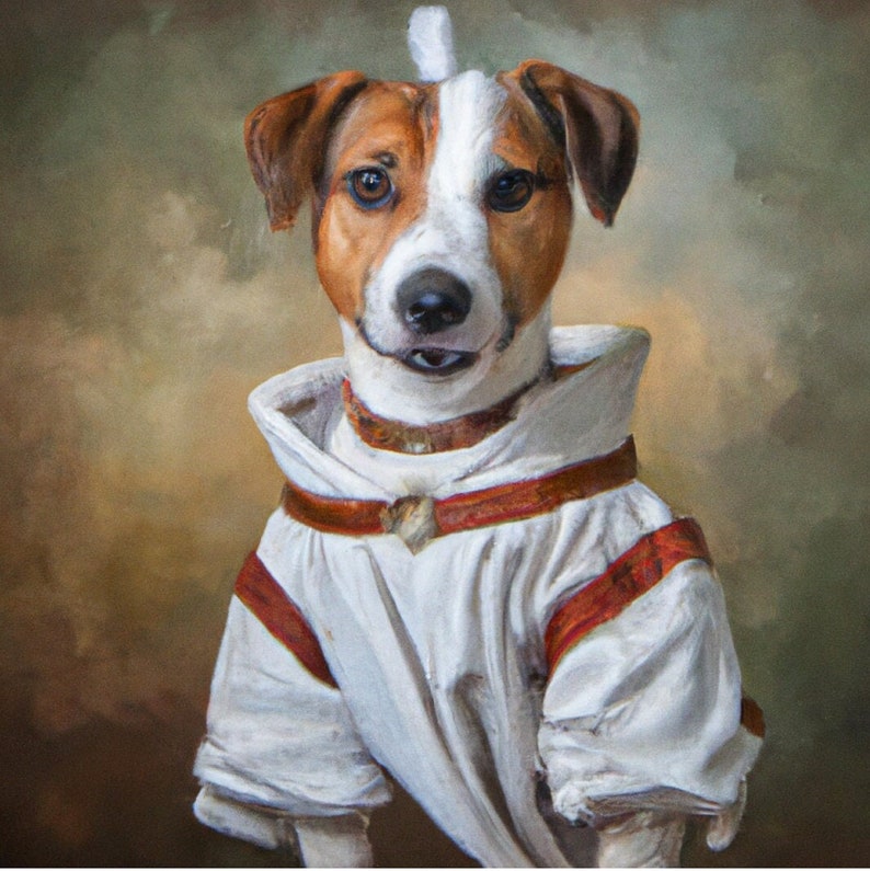 Jack Russell Terrier Dressed as Julius Caesar Oil Painting Wall Art ...