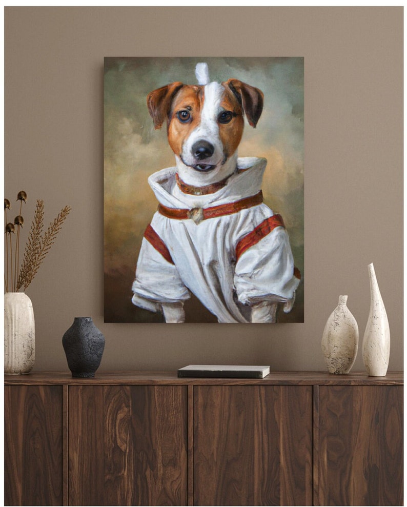 Jack Russell Terrier Dressed as Julius Caesar Oil Painting Wall Art ...
