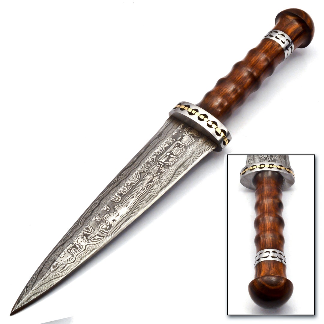 Handmade Damascus Steel Knife DAGGER KNIFE With Natural Wood Handle and ...