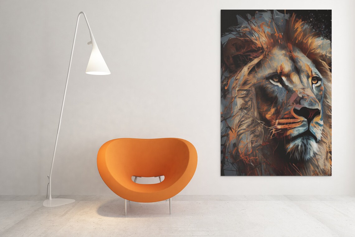 Wild and Colorful: A Majestic Lion's Beauty Captured in Paint - African ...